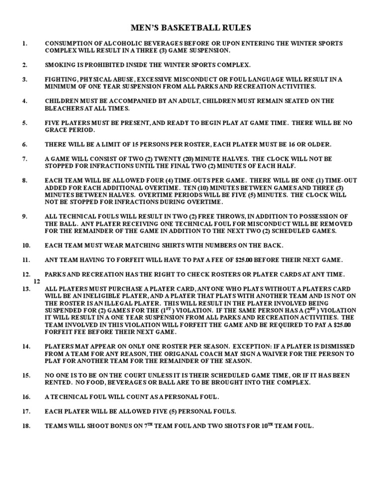 Adult Basketball Rules | PDF | Games Of Physical Skill | Rules
