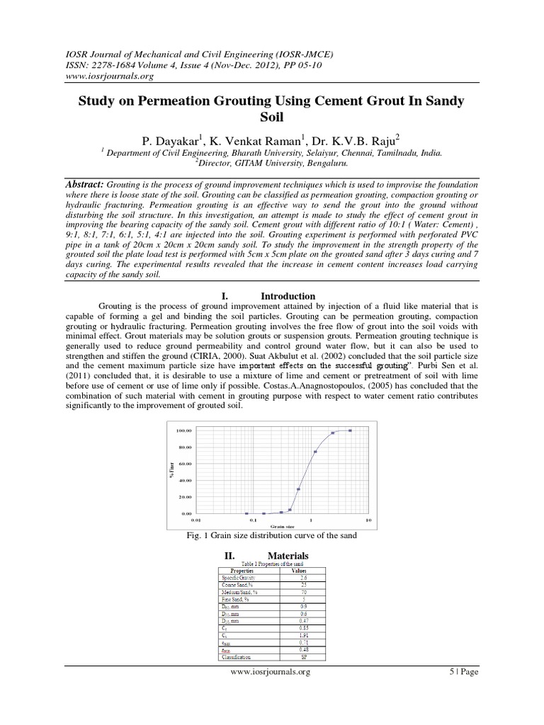 Permeation Grouting | PDF | Soil | Cement