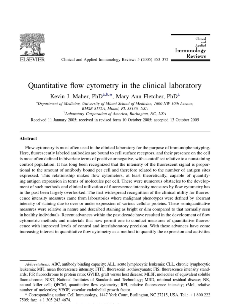 Quantitative Flow Cytometry in The Clinical Laboratory | PDF | Flow ...