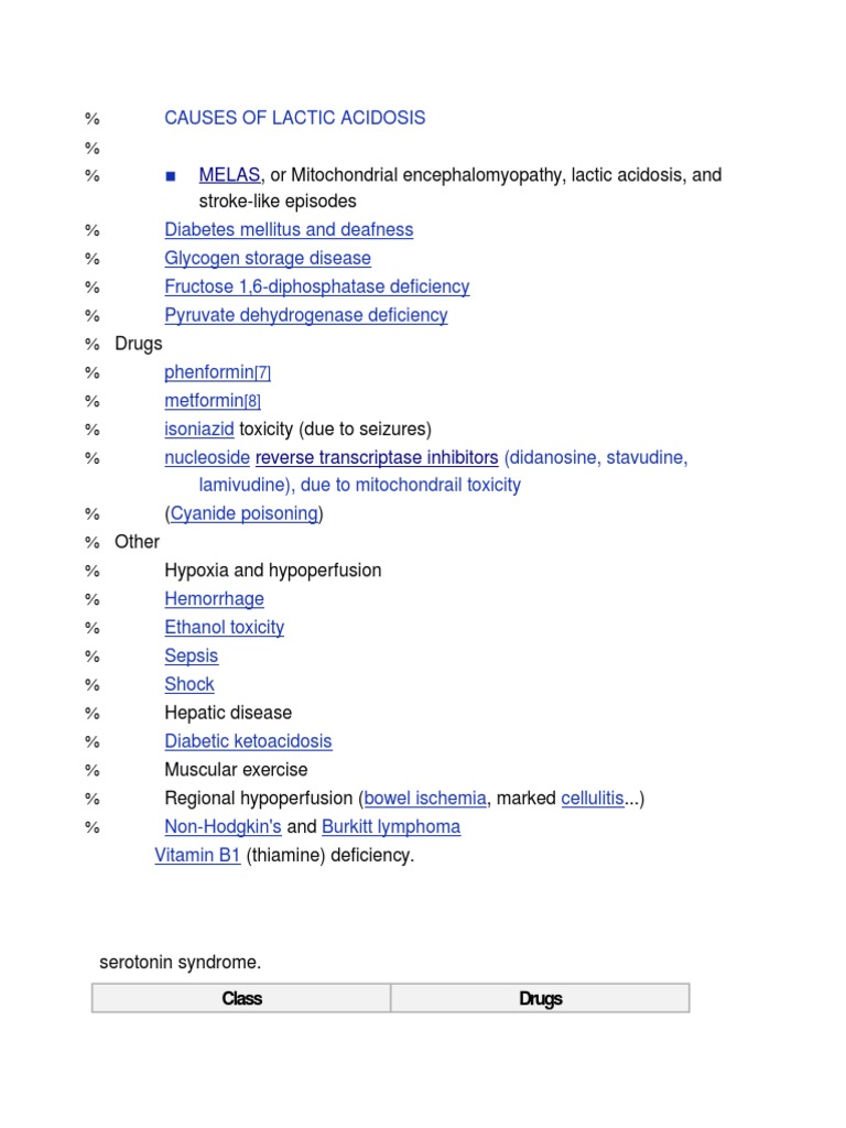 Causes of Lactic Acidosis Explained | PDF