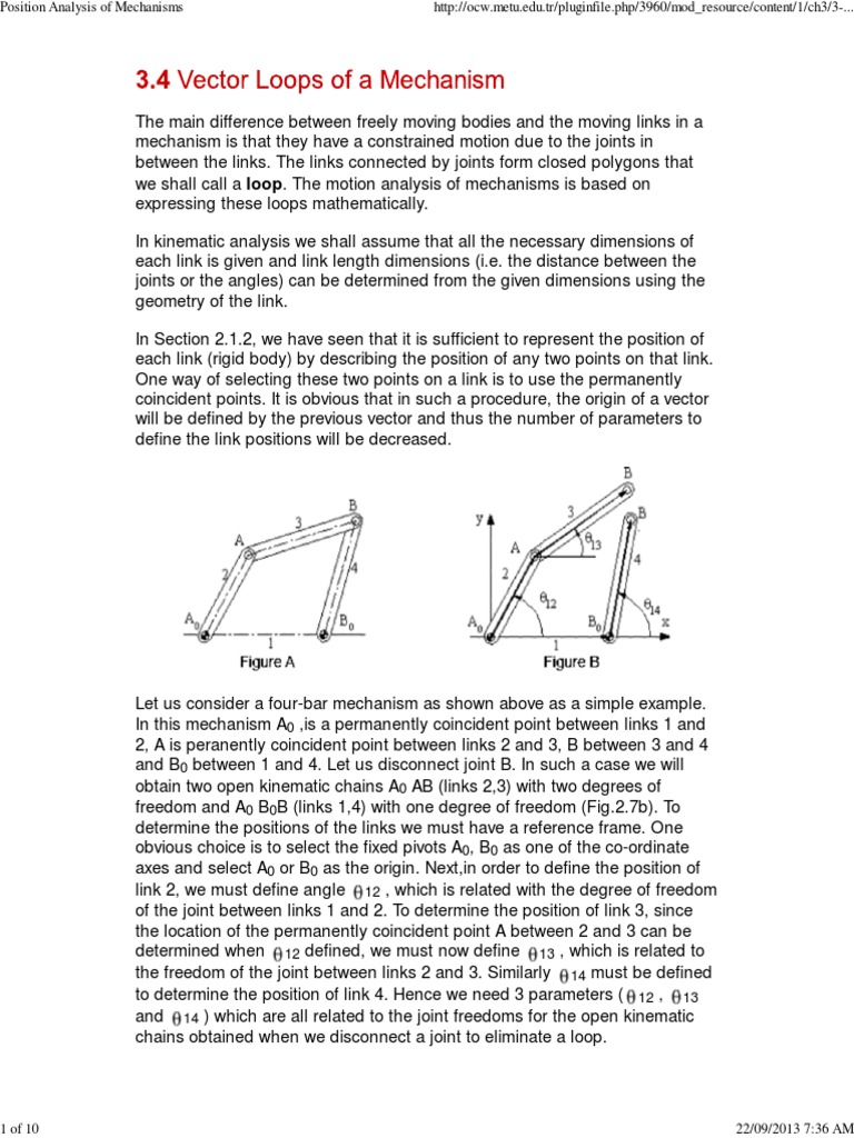 Position Analysis of Mechanisms | PDF | Euclidean Vector | Kinematics