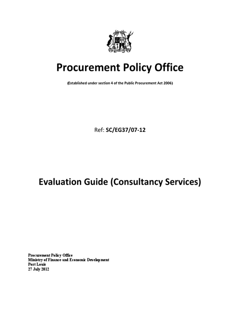 Evaluation Guide Consultancy | PDF | Request For Proposal | Evaluation