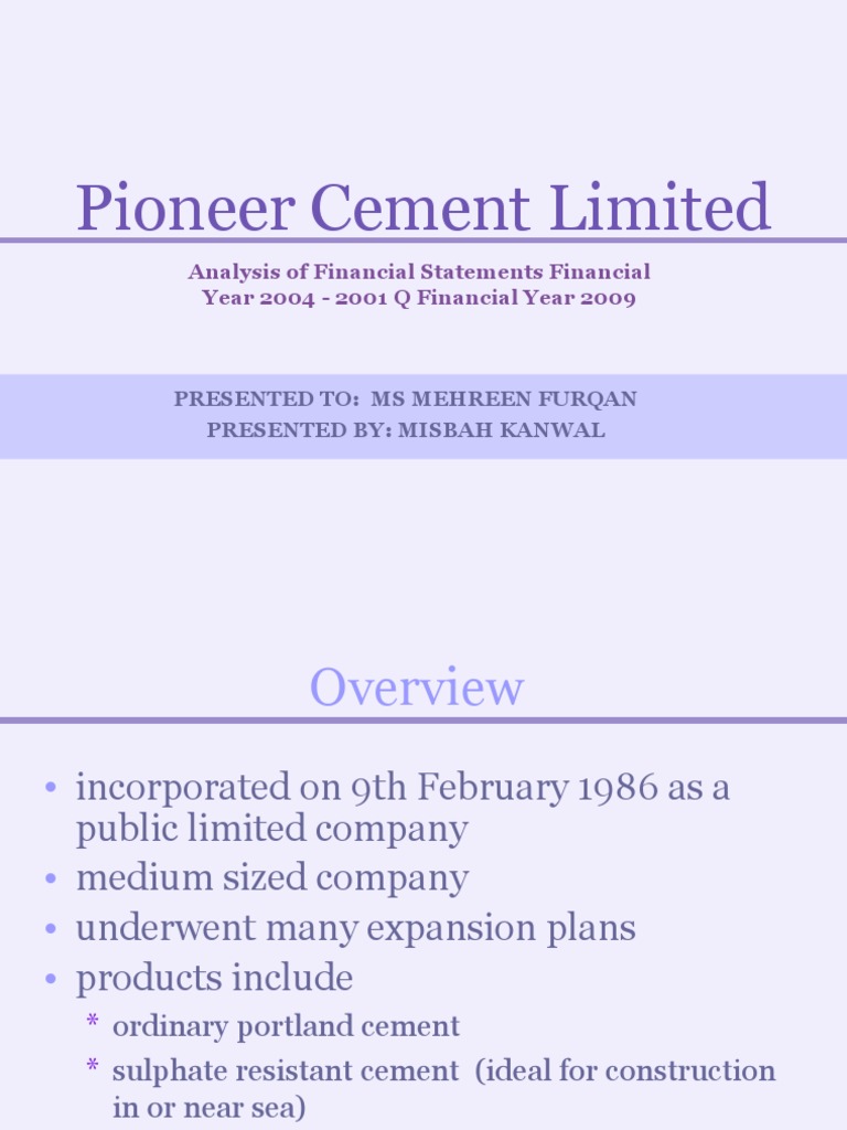 Pioneer Cement Ltd Financial Analysis 2004-2009 | PDF | Debt | Market ...