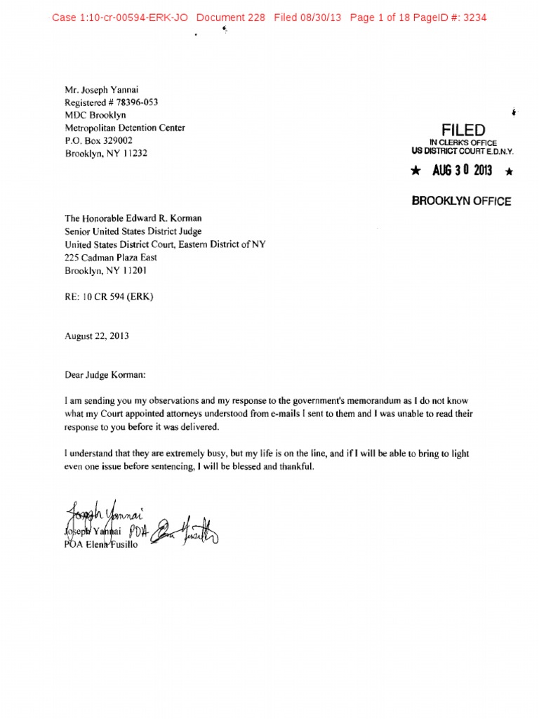 Yannai Letter To Judge Defending Allegations Against Him | PDF ...