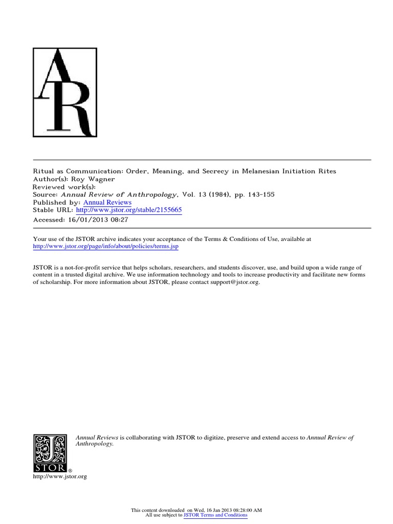 Ritual As Communication - Roy Wagner | PDF | Rituals | Anthropology