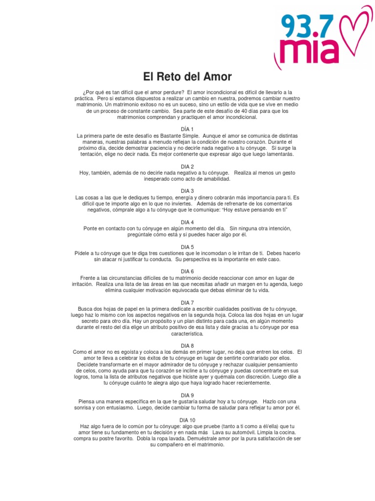 Reto de 40 Días para el Amor | PDF | Amor | Oración