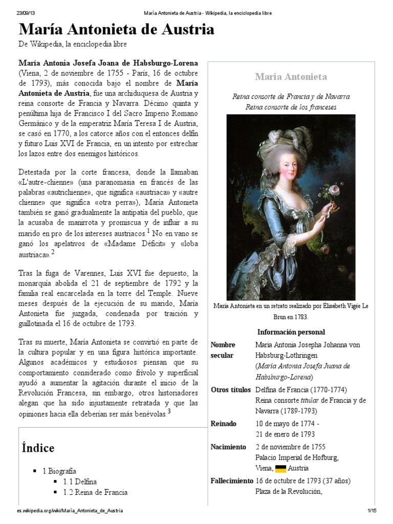 Biografía de María Antonieta de Austria | PDF | Maria Antonieta | Violencia
