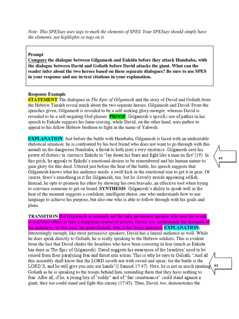 David and Gilgamesh - Comparison of Speeches | PDF | Epic Of Gilgamesh ...