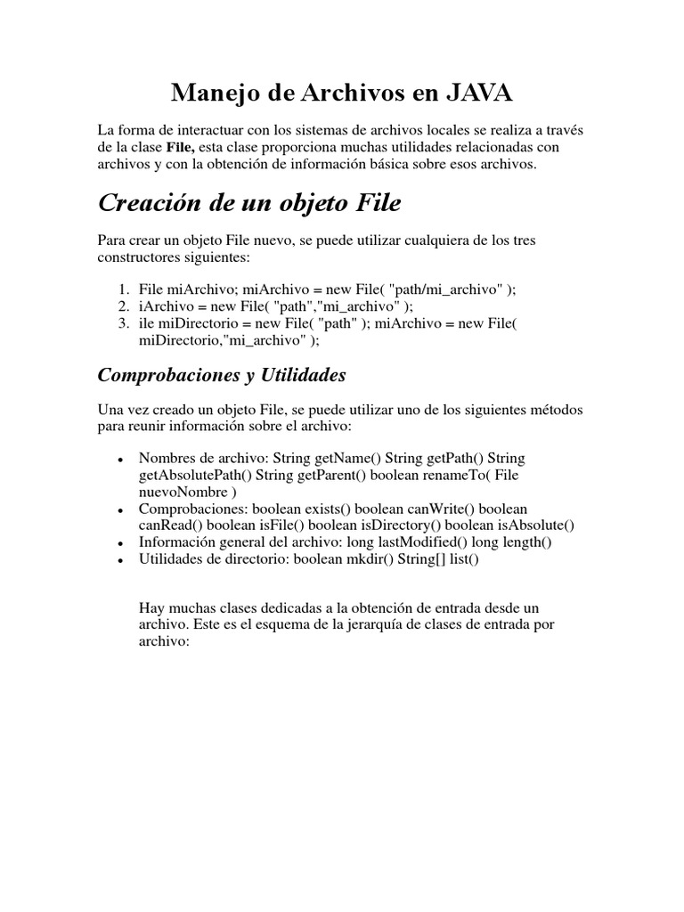 Manejo de Archivos en JAVA | PDF | Archivo de computadora | Gestión de datos