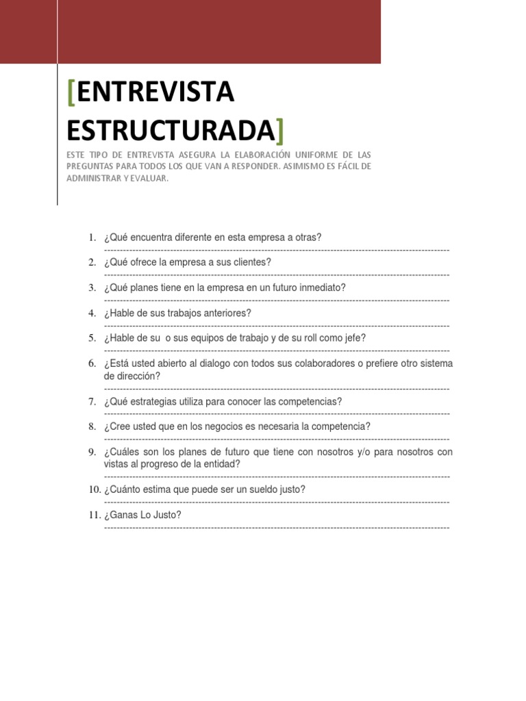 Entrevista Estructurada