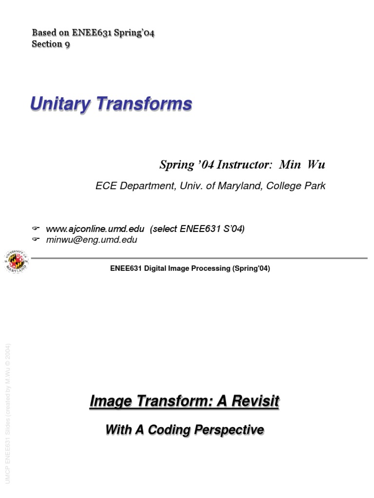 Unitary Transformation | PDF | Basis (Linear Algebra) | Matrix ...