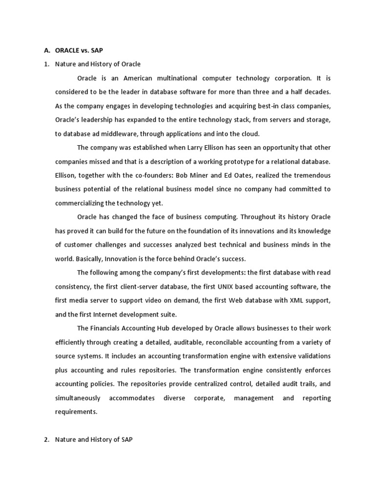 Oracle vs. Sap | PDF | Oracle Corporation | Sap Se