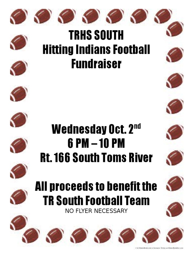 Trhs South Hitting Indians Football Fundraiser: No Flyer Necessary | PDF