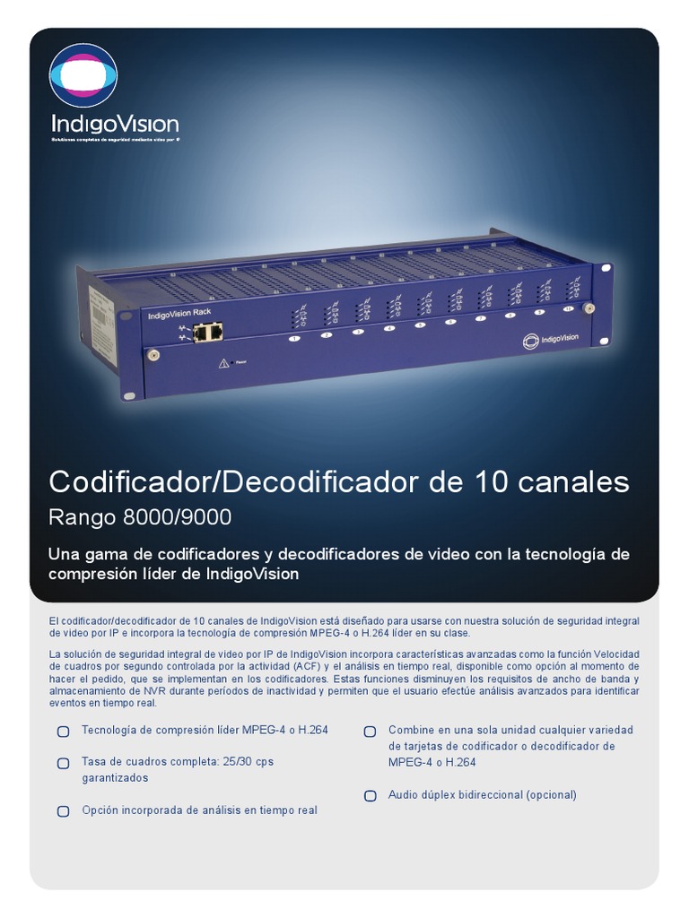 10 Channel Encoder Decoder Datasheet A4 Spanish | PDF | Vídeo | H.264 ...