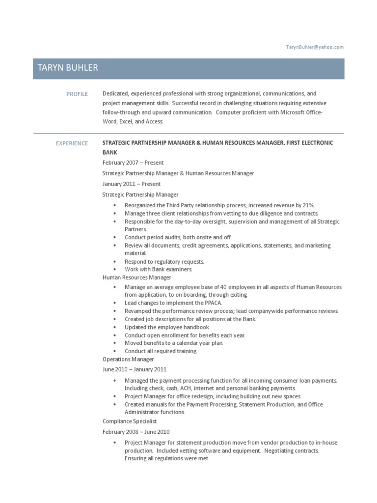 Resume Wo | PDF | Employment | Human Resource Management