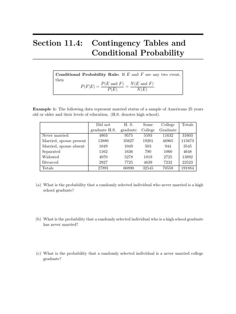 Contingency Tables Conditional | PDF | Probability | Statistical Analysis