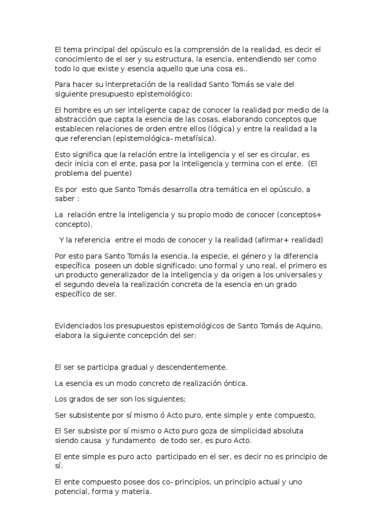 Opúsculo de Ente Et Esencia | PDF | Esencia | Tomás de Aquino