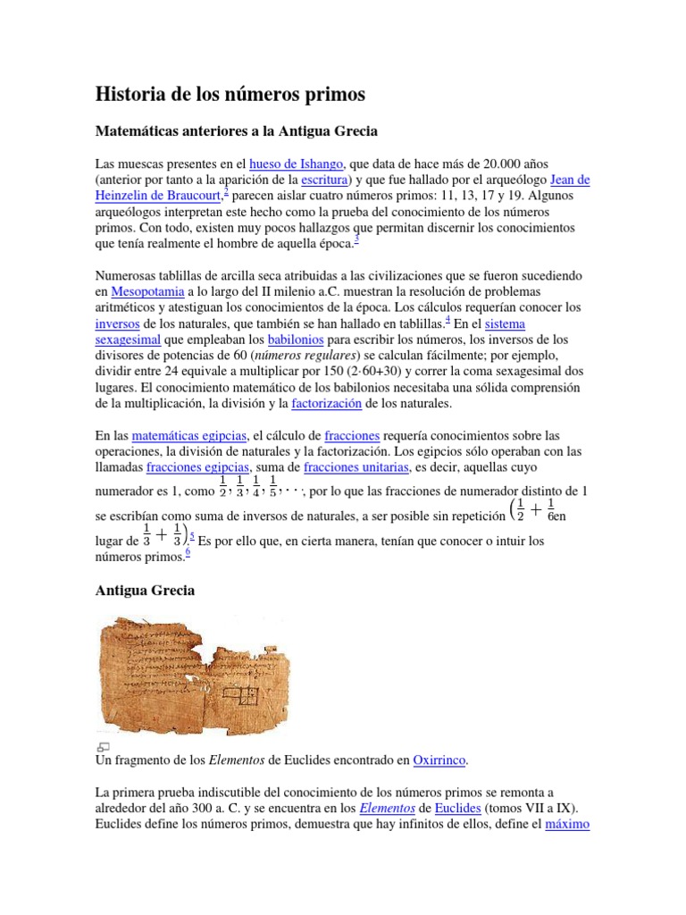 Historia de Los Números Primos | PDF | Número primo | Matemáticas discretas