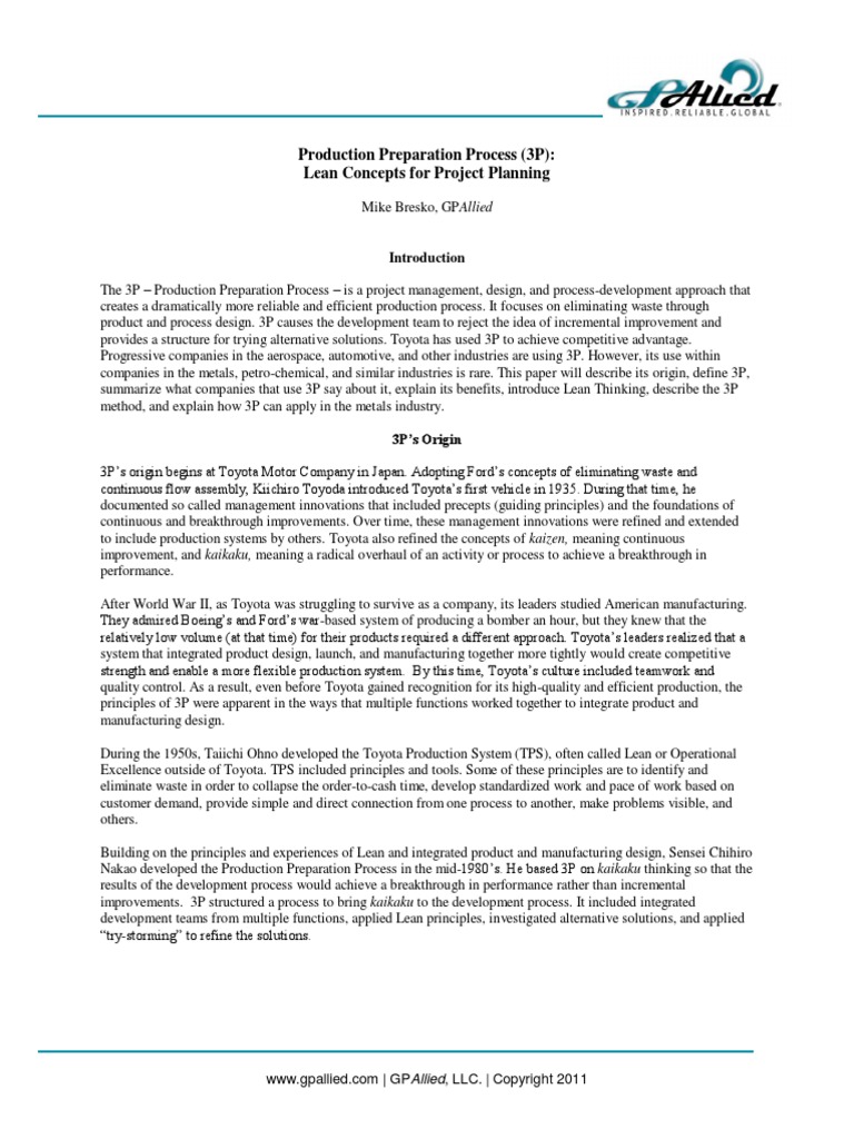3P Lean Production Preparation PDF | PDF | Lean Manufacturing ...