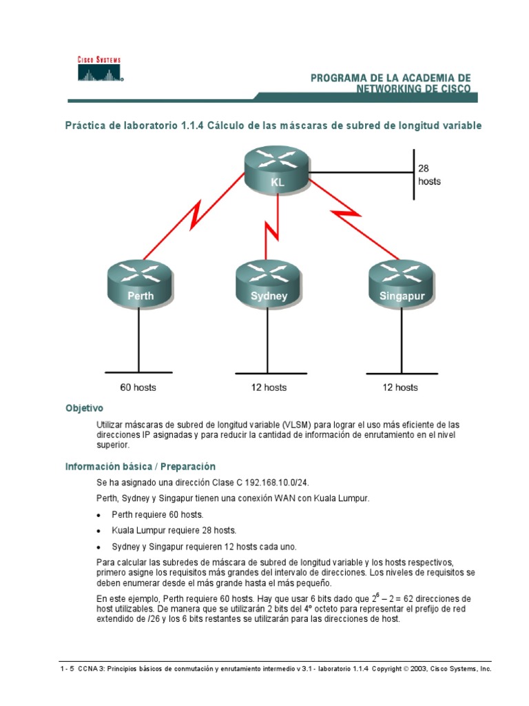 VLSM - Cálculo de Subredes Con VLSM PDF | PDF | Dirección IP | Protocolos de red