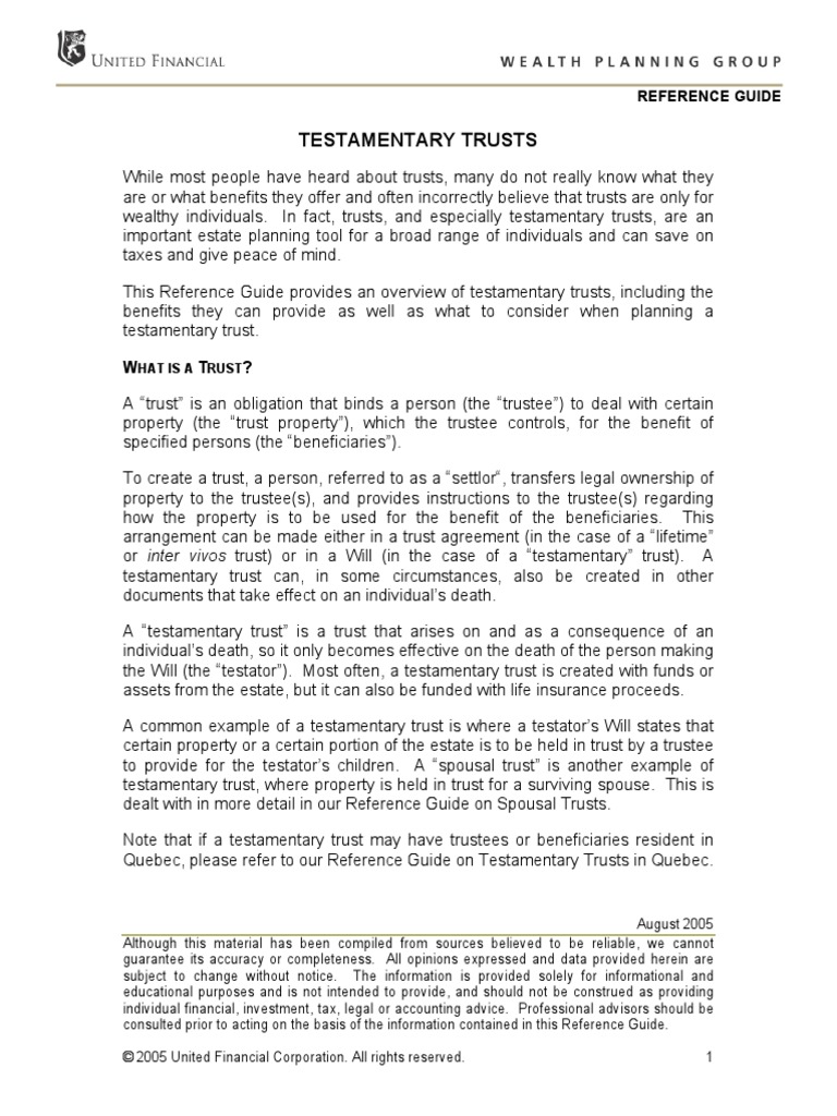 Guide to Testamentary Trust Tax Benefits | PDF | Trust Law | Will And ...