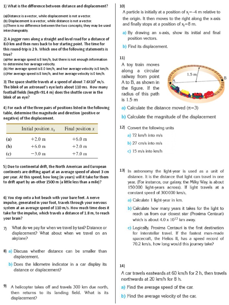 Distance vs. Displacement Explained | PDF