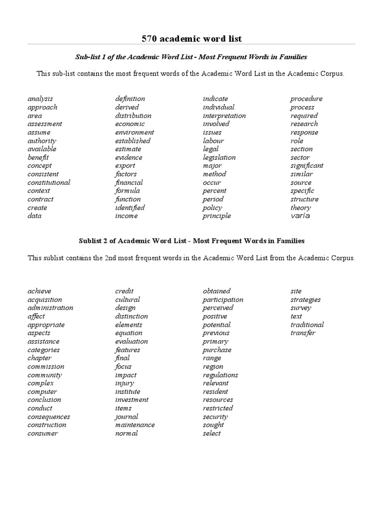 570 Academic Word List | PDF | Cognitive Science | Cognition