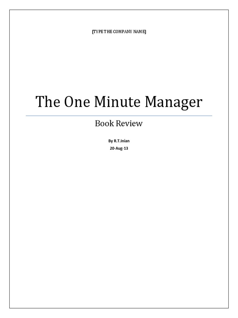 One Minute Manager | PDF | Goal Setting | Organizational Behavior
