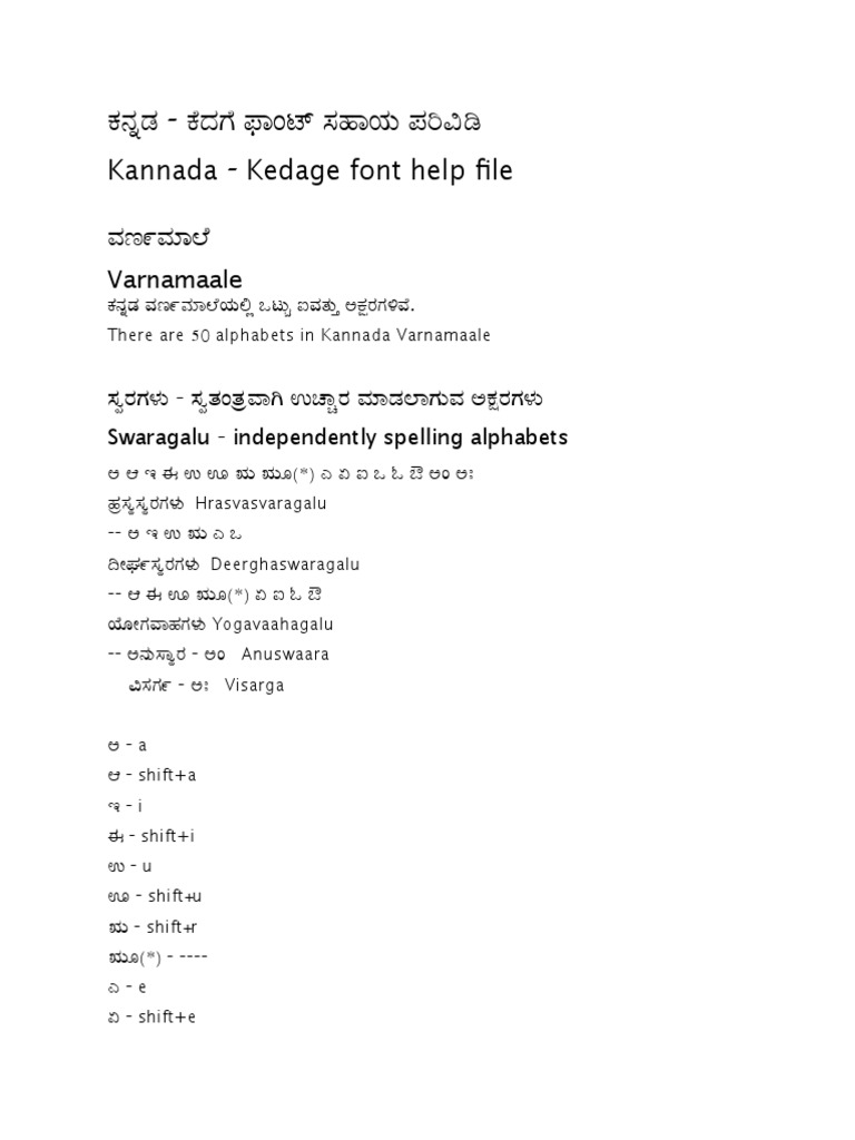 Kannada Keyboard Help | PDF