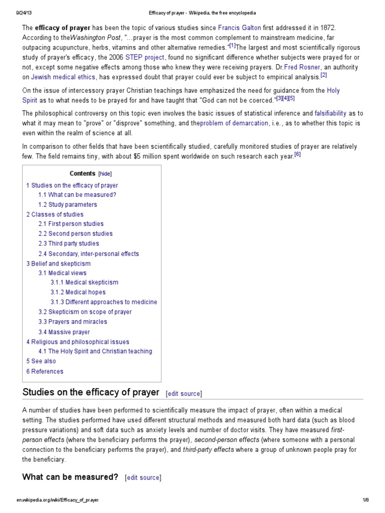 An Analysis of the Efficacy of Prayer Based on Studies and Religious ...