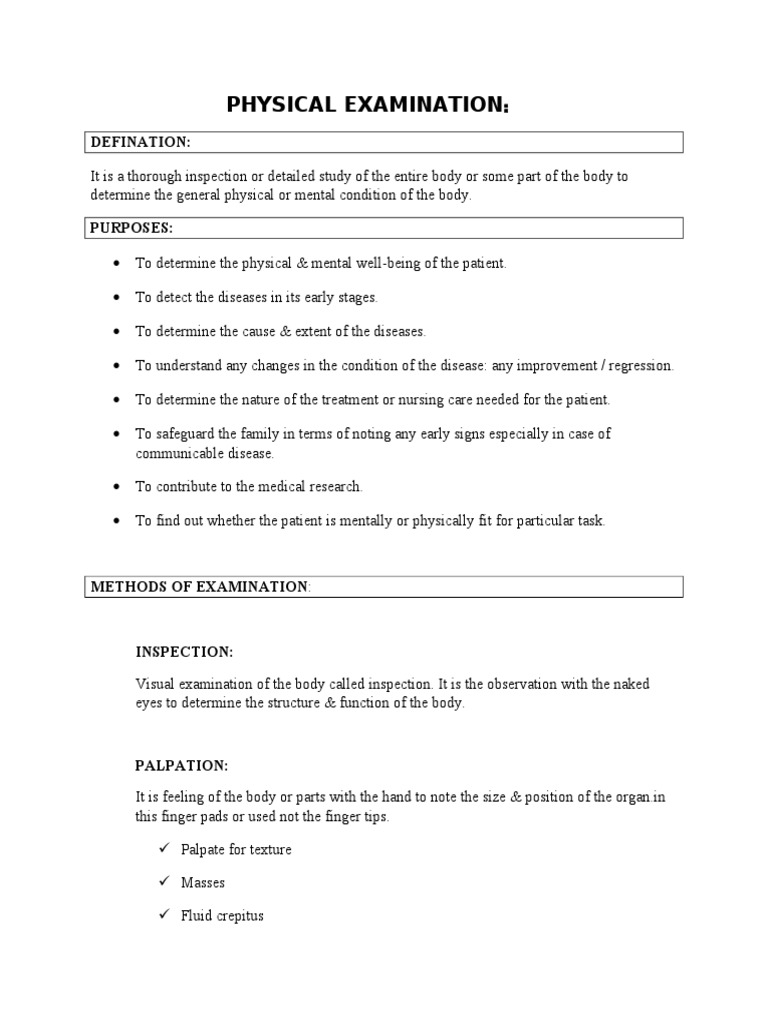 A Comprehensive Overview of the Physical Examination Process | PDF ...