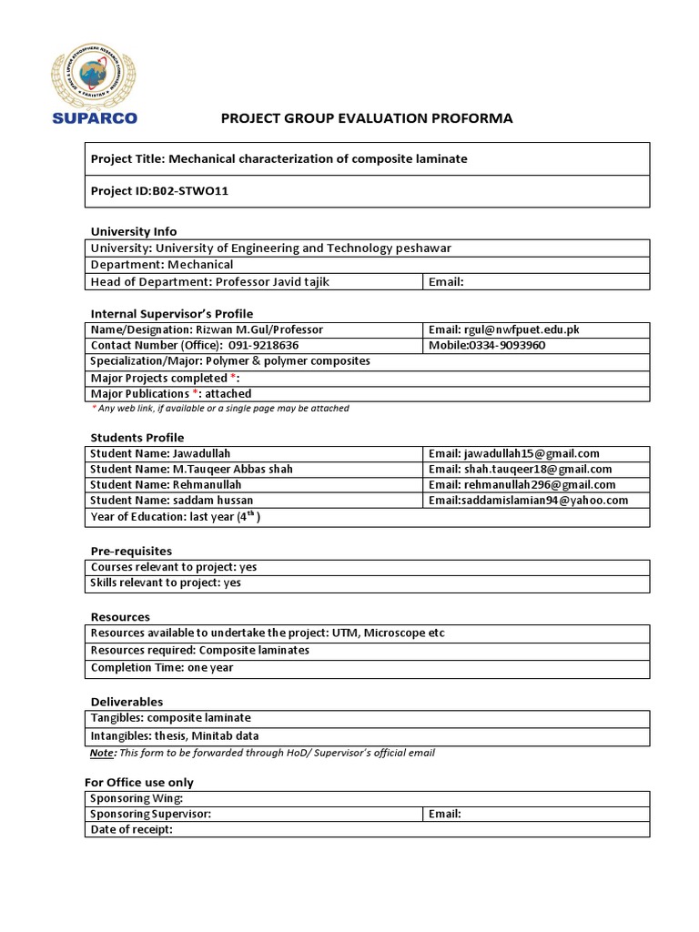 Project Group Evaluation Proforma | PDF