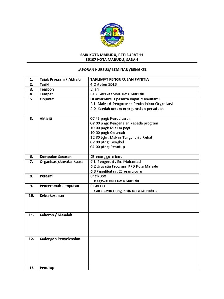 Contoh Laporan Taklimat Pengurusan Panitia | PDF | Karier & Perkembangan