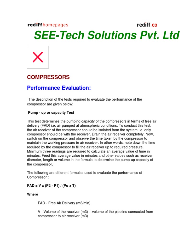 Compressor-Performance Evaluation PDF | PDF | Gas Compressor | Pipe ...