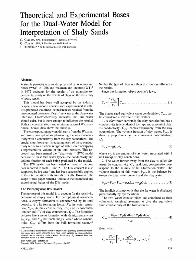 Dual Water Model | PDF | Porosity | Variance