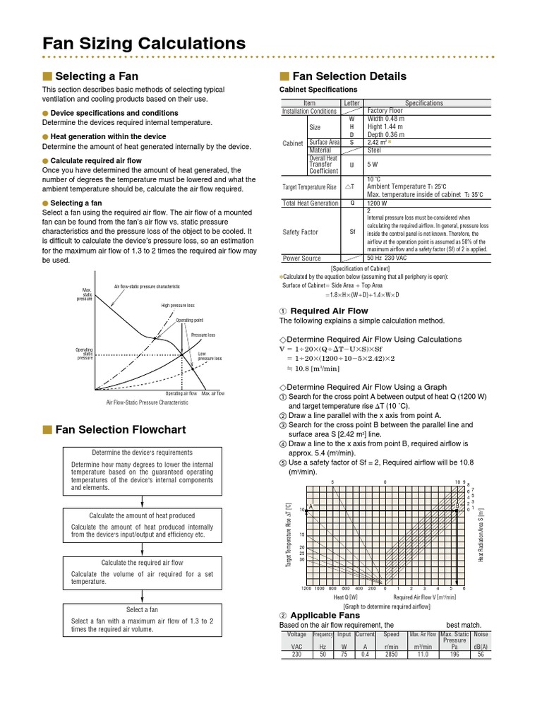 Fan Sizing Calculations | PDF | Mechanical Fan | Heat