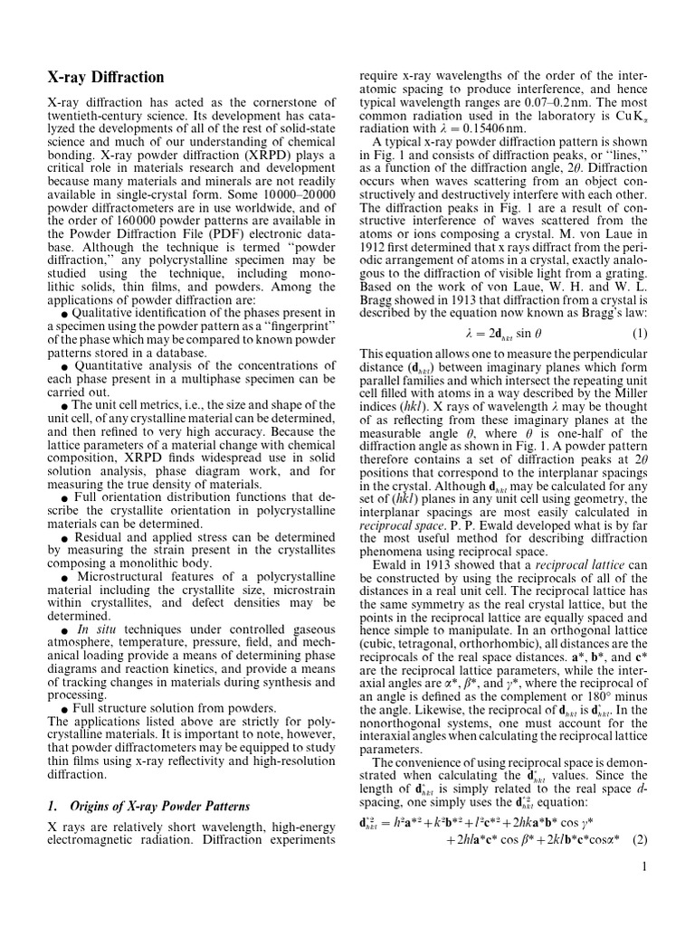X Ray+Diffraction | PDF | Crystal Structure | Crystallite