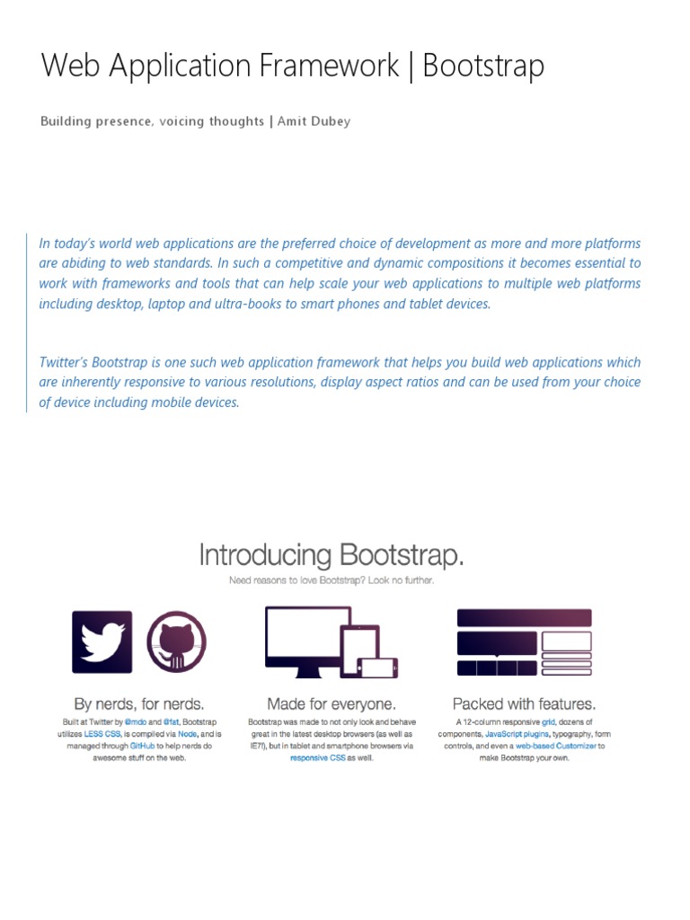 Web Application Framework - Bootstrap | PDF | Bootstrap (Front End Framework) | Application Software