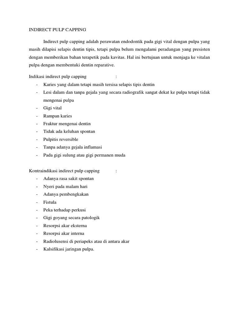 Indirect Pulp Capping | PDF