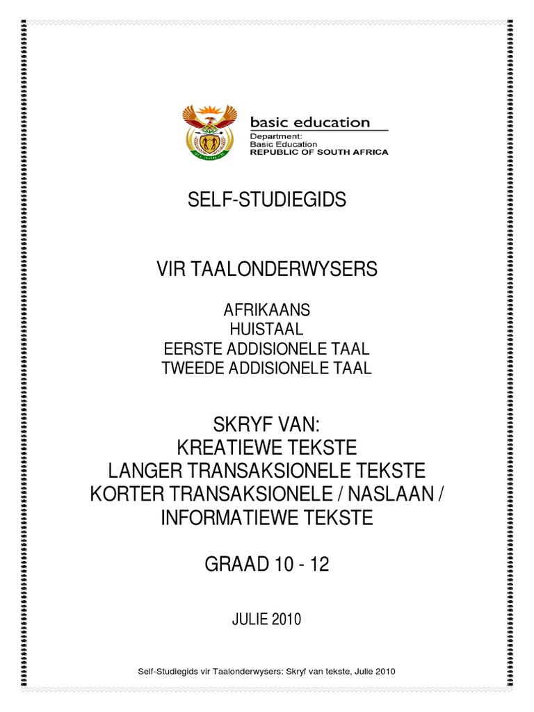 Self-Study Afrikaans GR 10-12 | PDF