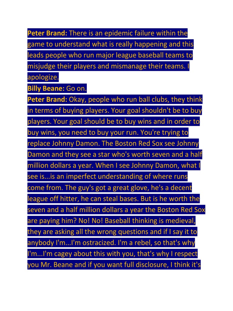 Peter Brand | PDF | Major League Baseball | Major League Baseball Teams