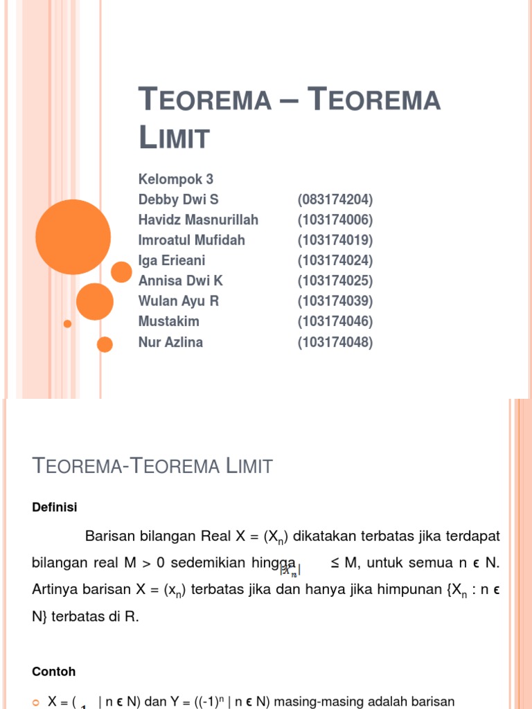 Teorema Teorema Limit | PDF | Metode & Bahan Ajar