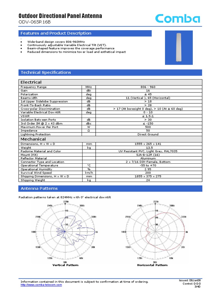 ODV-065 Outdoor Antenna Specifications | PDF