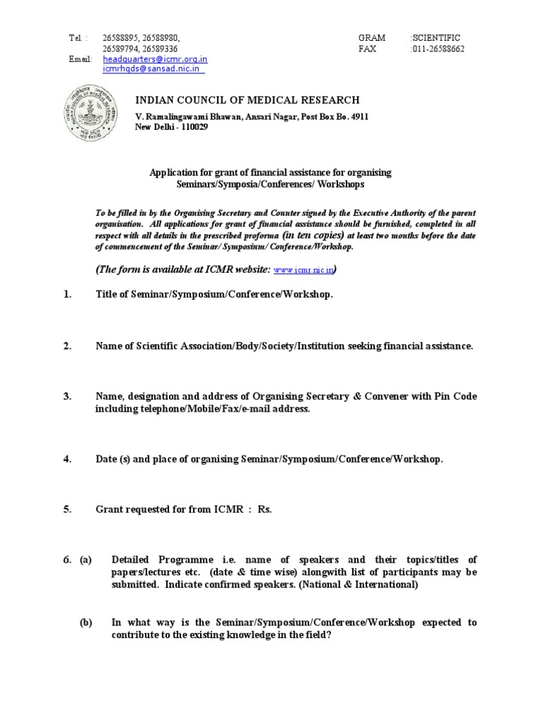 Icmr Seminar Form | PDF