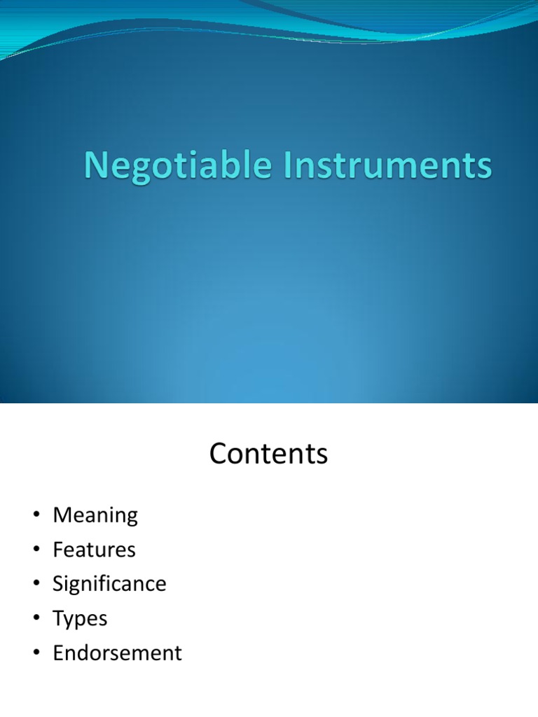 Negotiable Instruments | PDF | Negotiable Instrument | Cheque