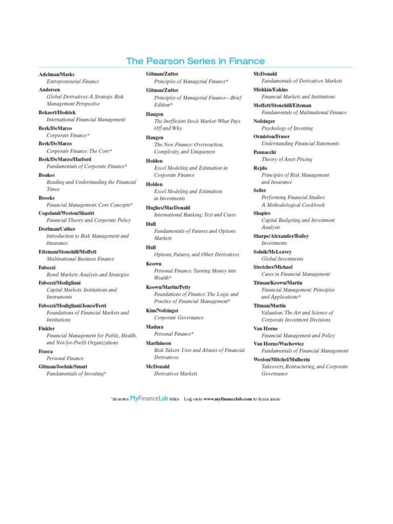 Pearson Finance Series Overview | PDF | Derivative (Finance ...