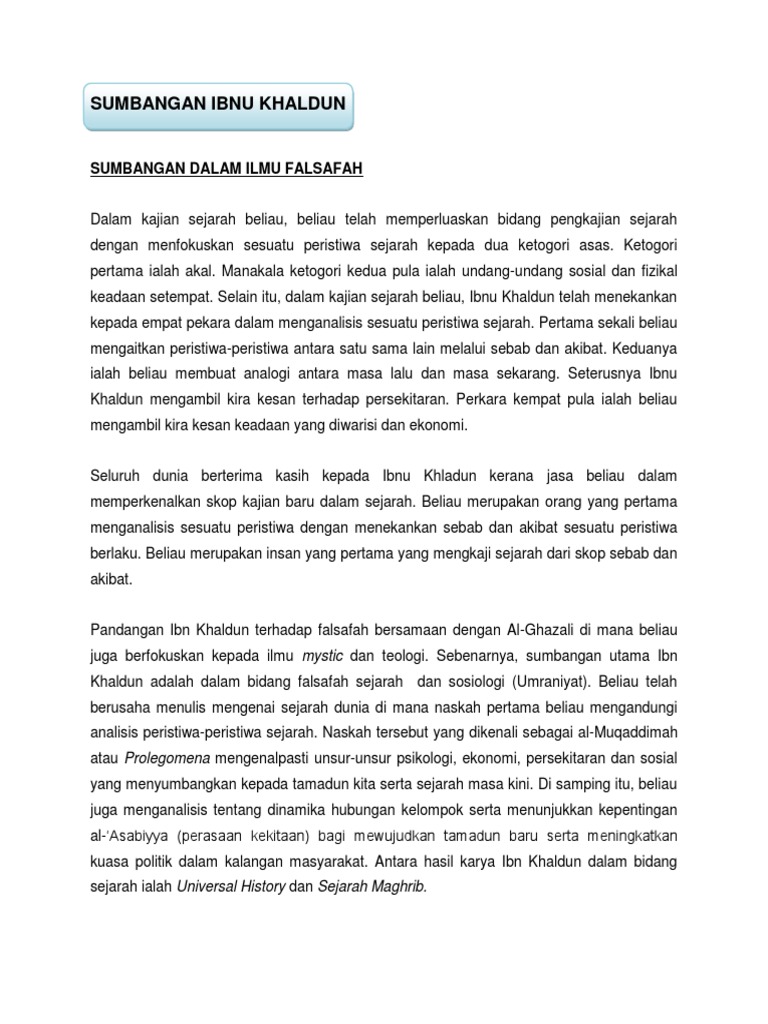 Sumbangan Ibnu Khaldun | PDF