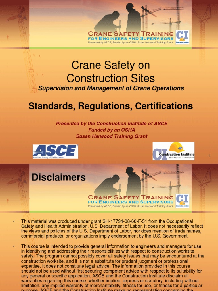 Crane Safety Standards - Regulations | PDF | Occupational Safety And ...