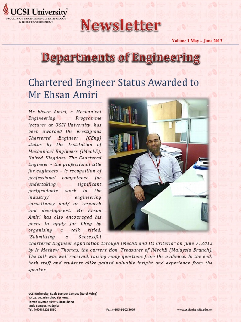 UCSI Engineering Newsletter | PDF | Engineering | Science And Technology