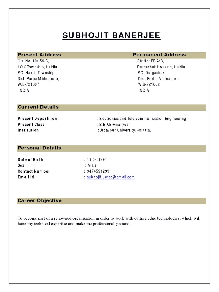 Subhojit Banerjee Final CV | PDF | Microcontroller | Electronic Circuits